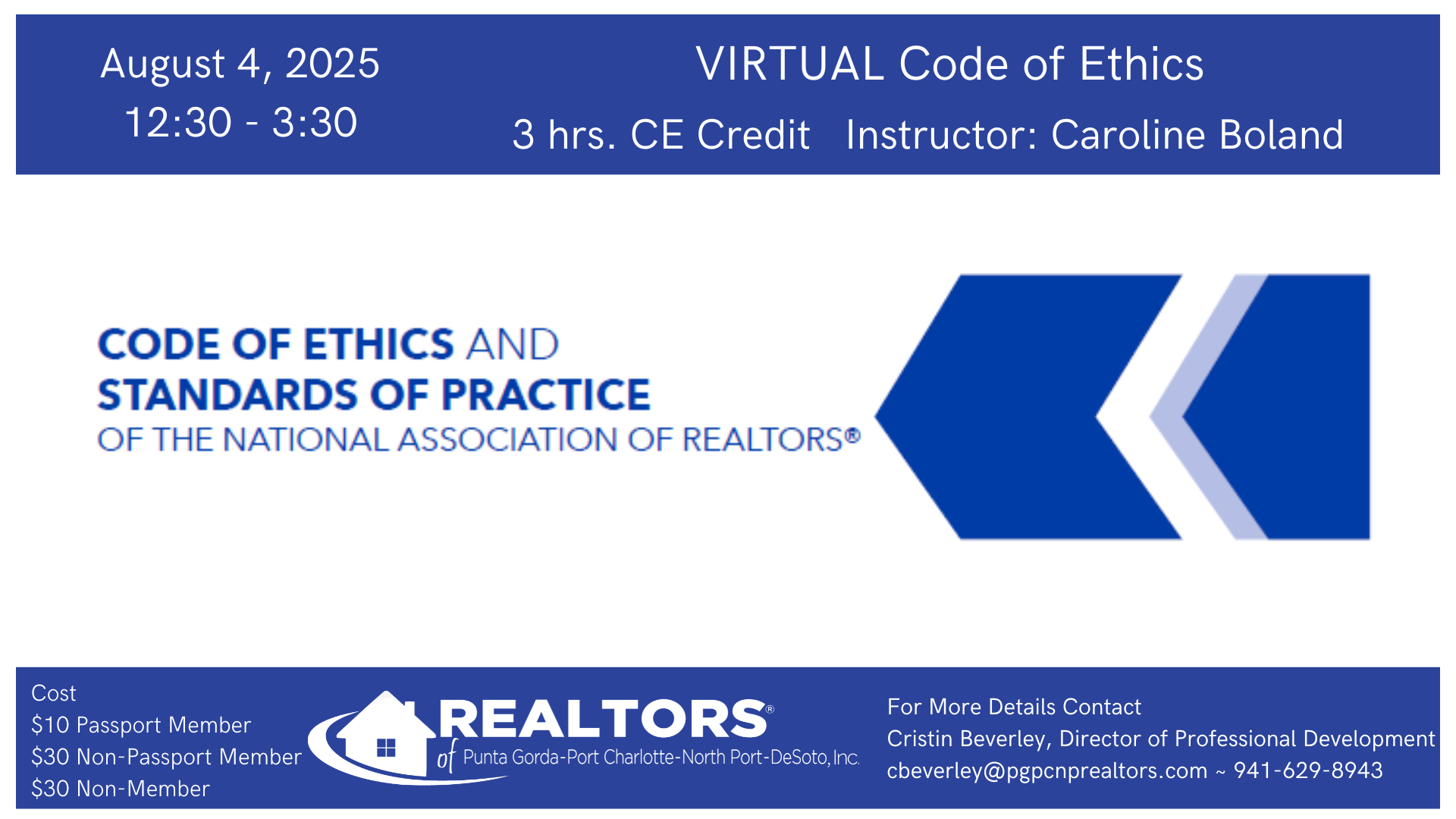 3 hr. CE VIRTUAL Code of Ethics - PGPCNP Realtors